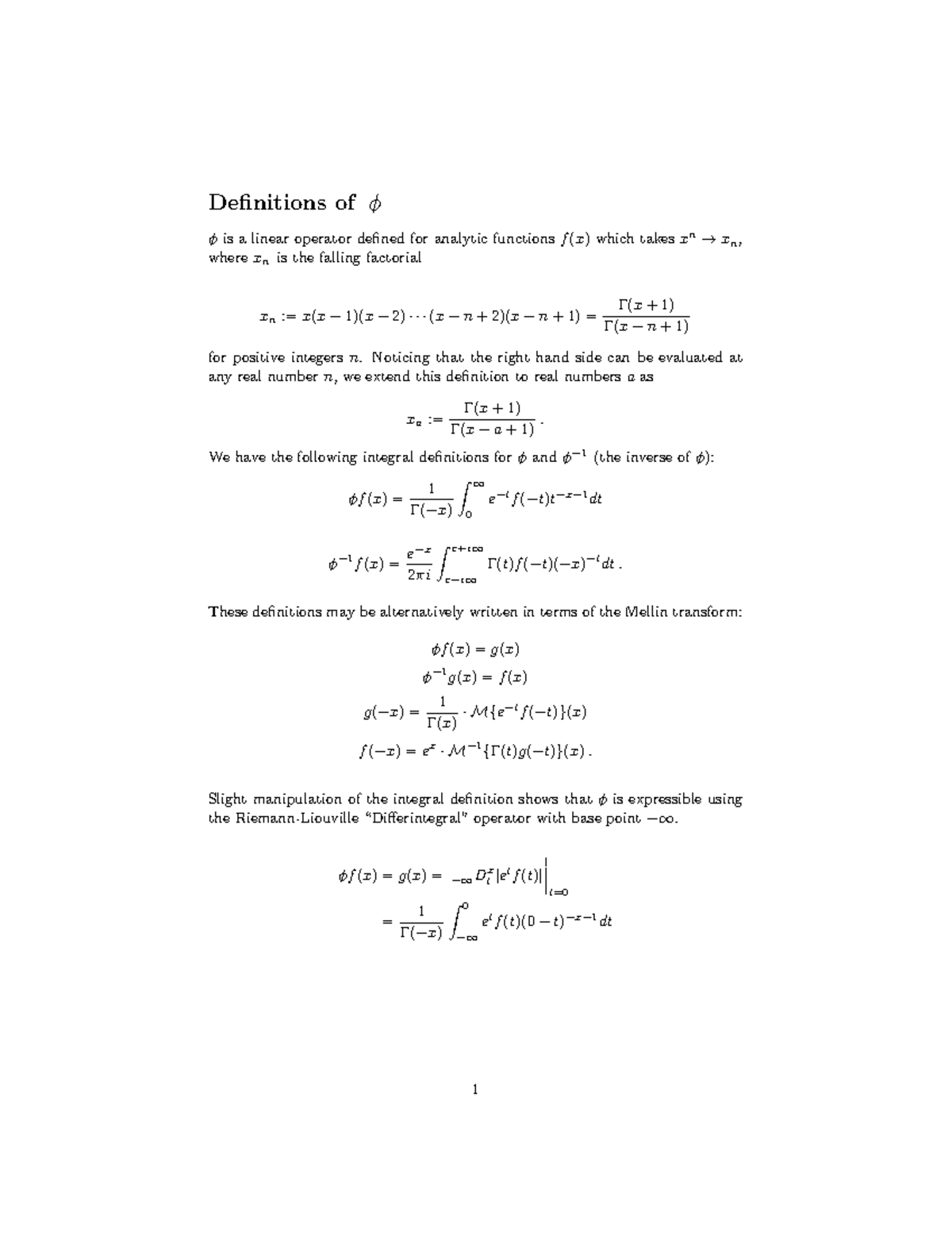 Phi Operator: Definitions and Integral Properties for Analytic ...
