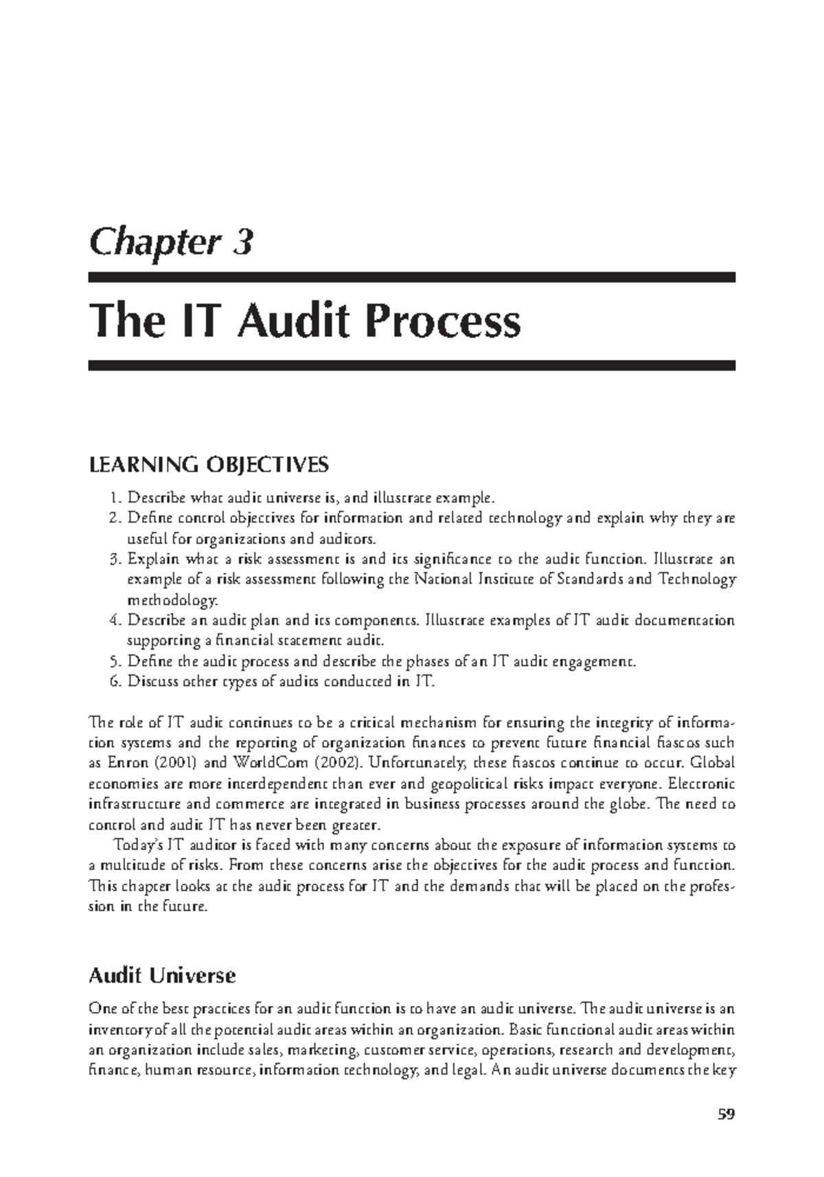 IT Audit Process Overview: Chapter 3 Insights and Objectives - Studocu