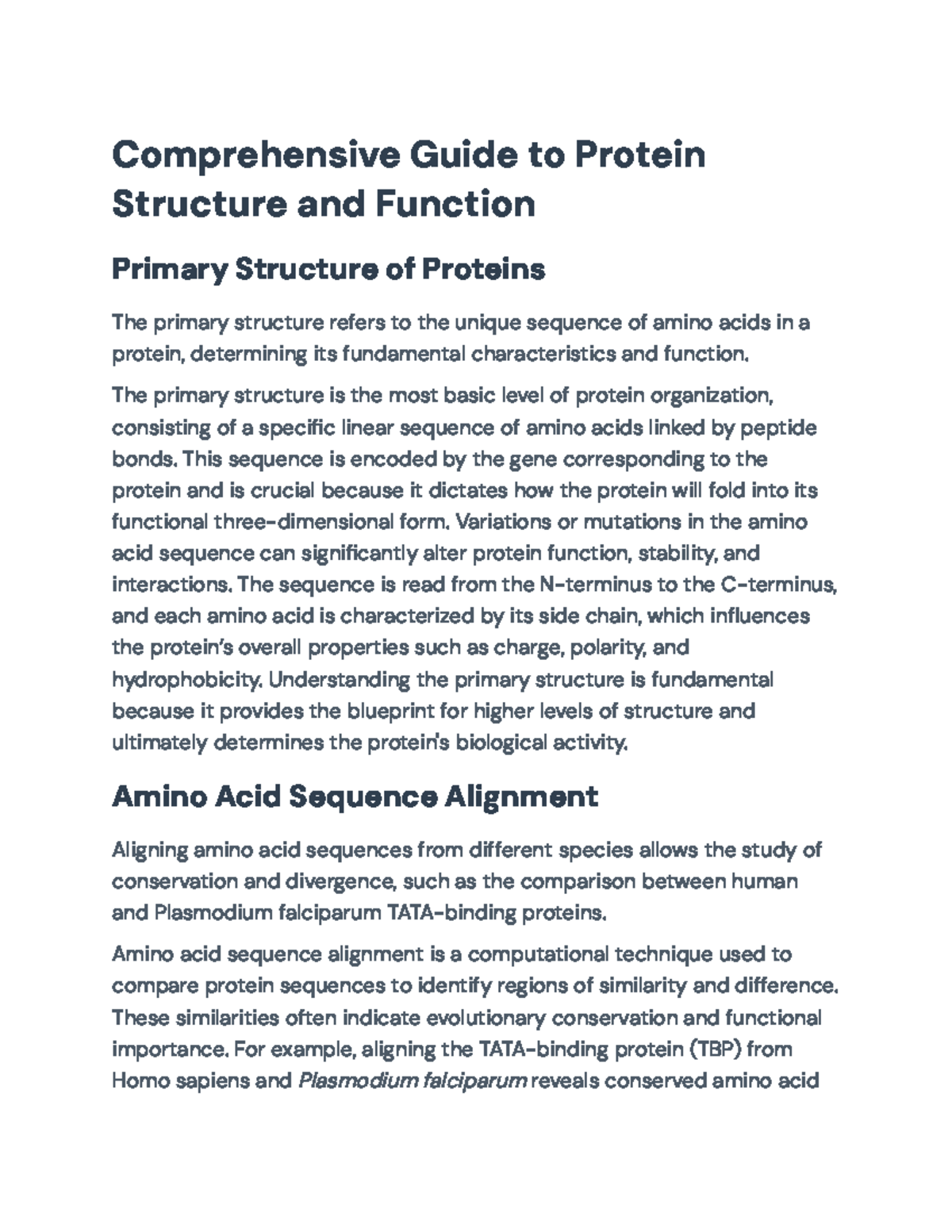 Comprehensive Guide to Protein Structure and Function (BIO 101 ...