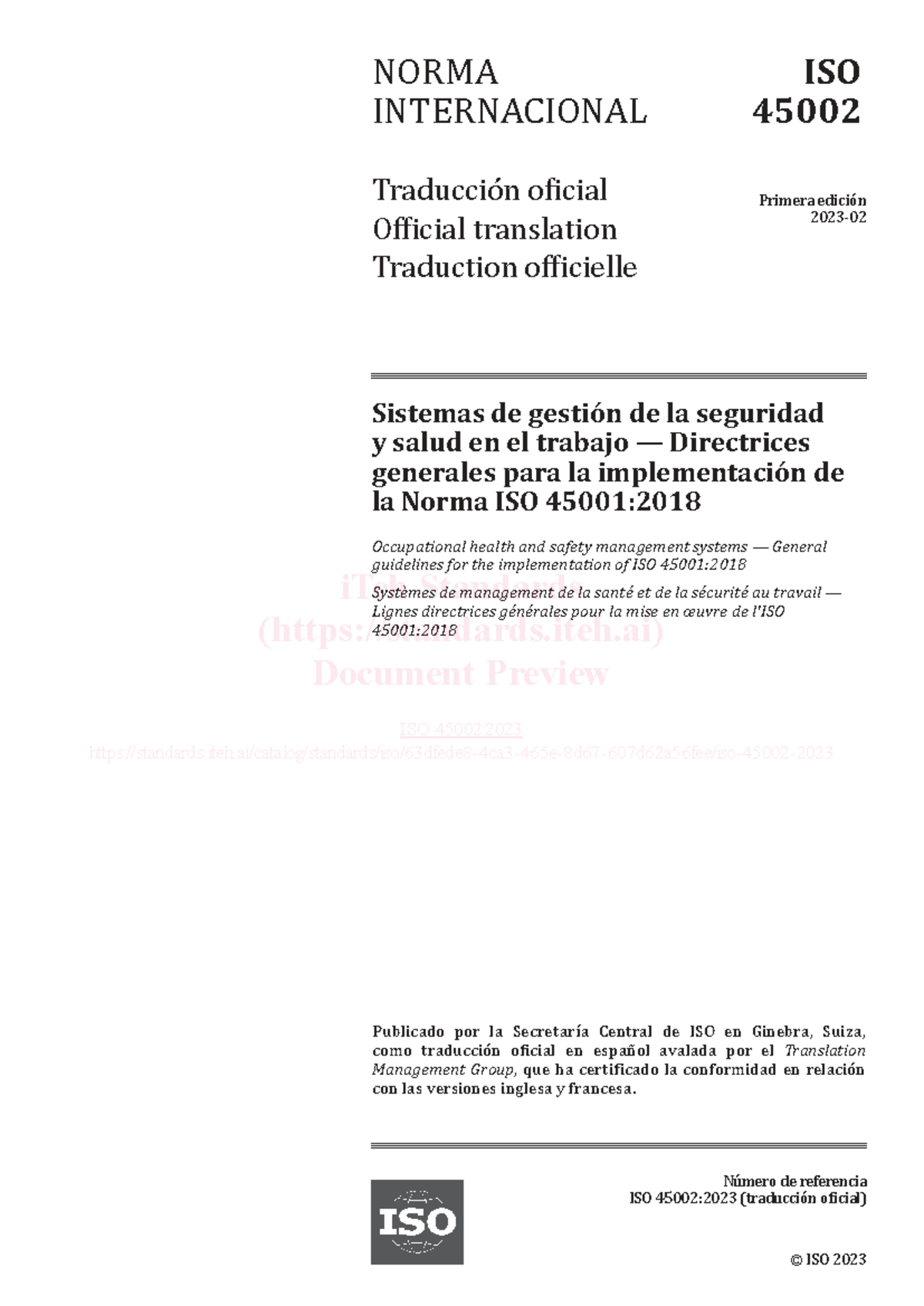 ISO 45002:2023 - Directrices para Implementación de ISO 45001:2018 ...