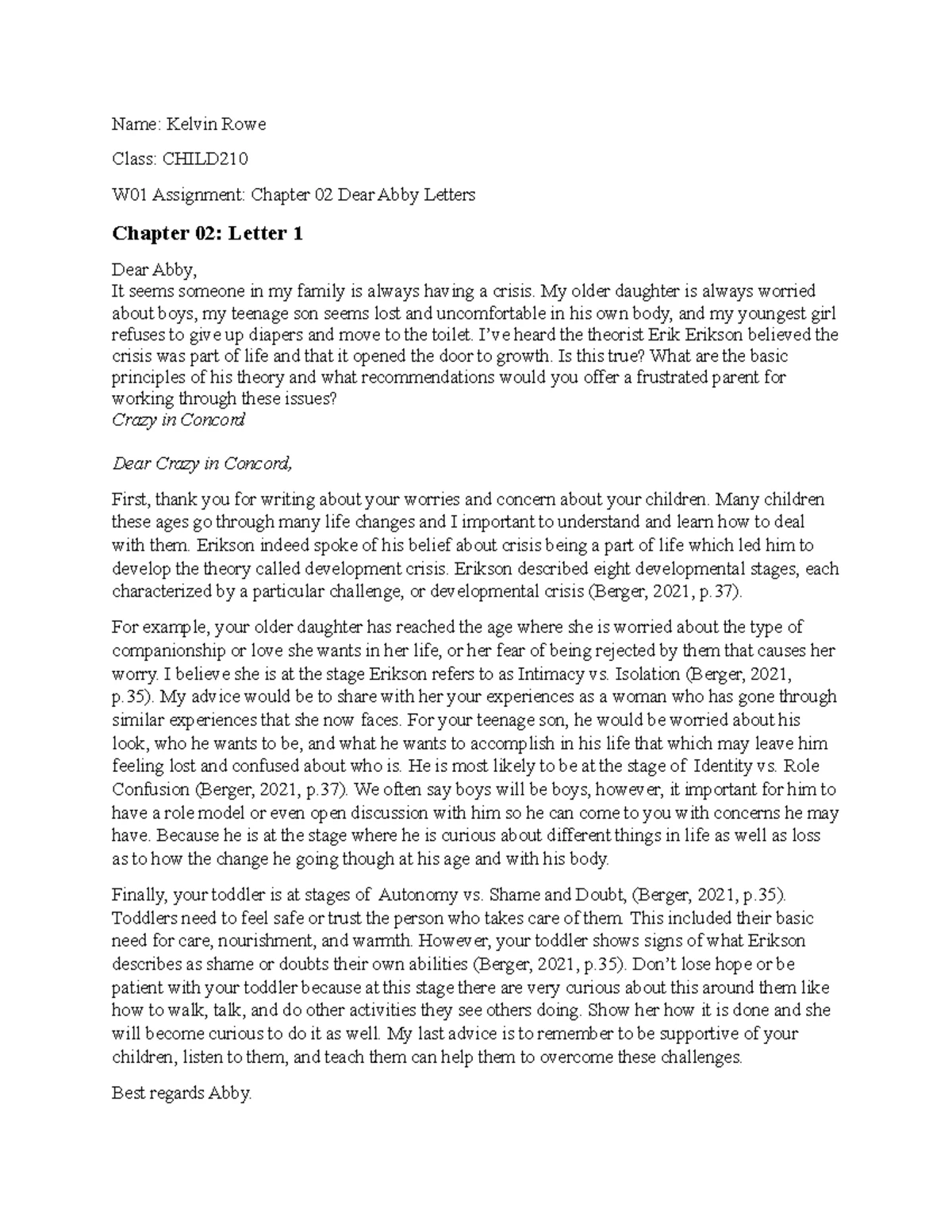 W04 Assignment: Analysis of 'Dear Abby' Letters on Infant Sleep - Studocu