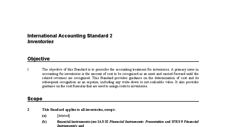 IAS 2: International Accounting Standard on Inventories Overview - Studocu