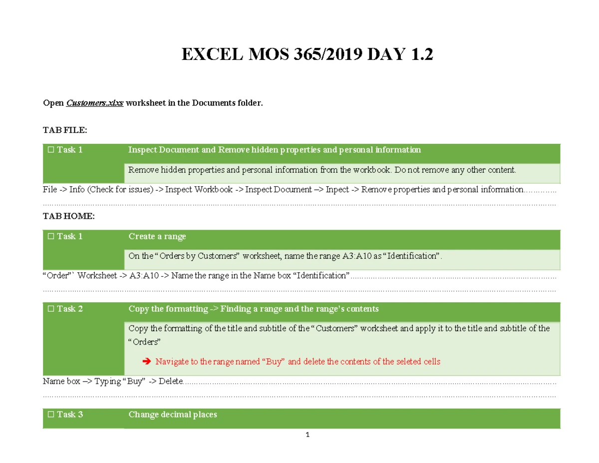 CarSale EXCEL MOS 365/2019 Day 2 Tasks & Bonuses Details - Studocu