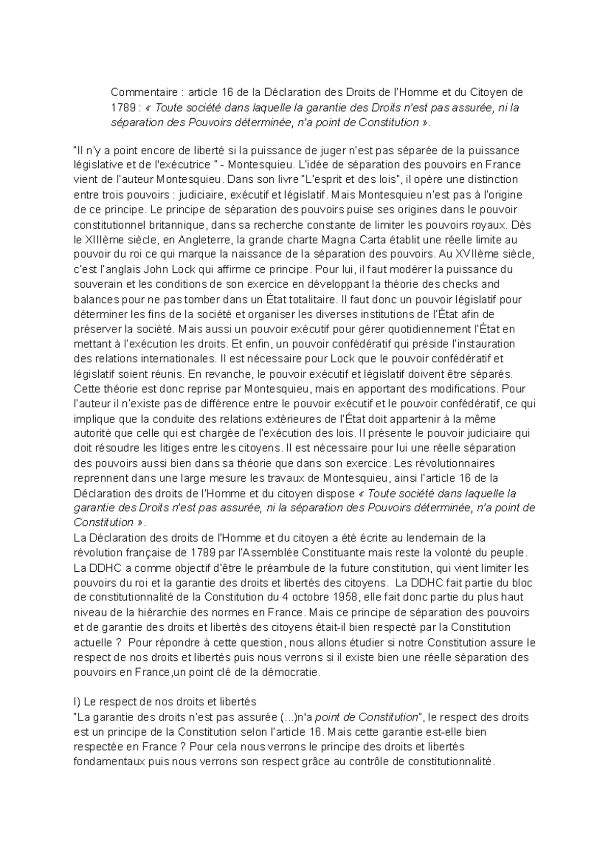 Commentaire sur l'Article 16 de la Déclaration des Droits de l'Homme ...