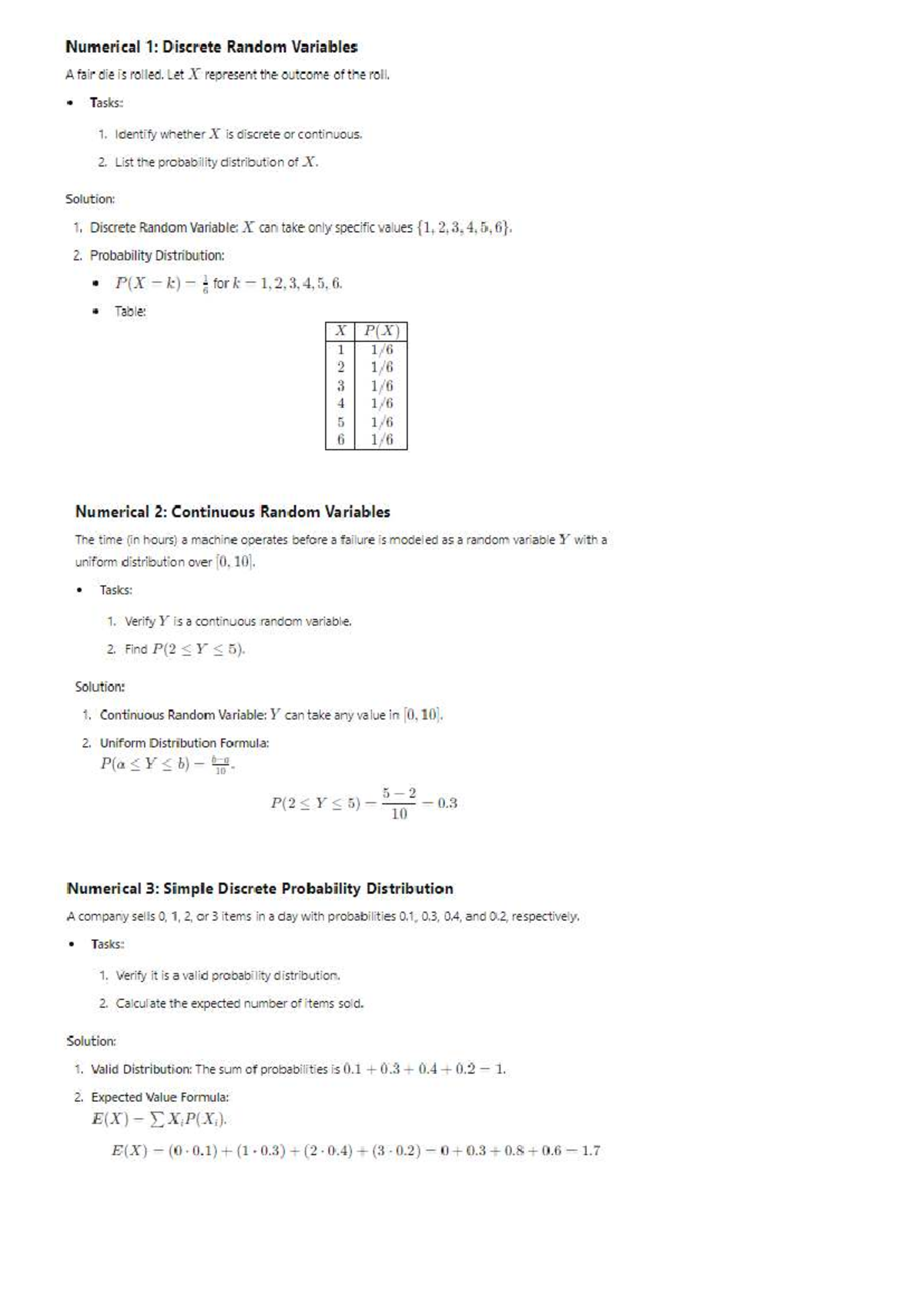 Chp 3 CGPT numericals: Discrete and continuous random variables - Studocu