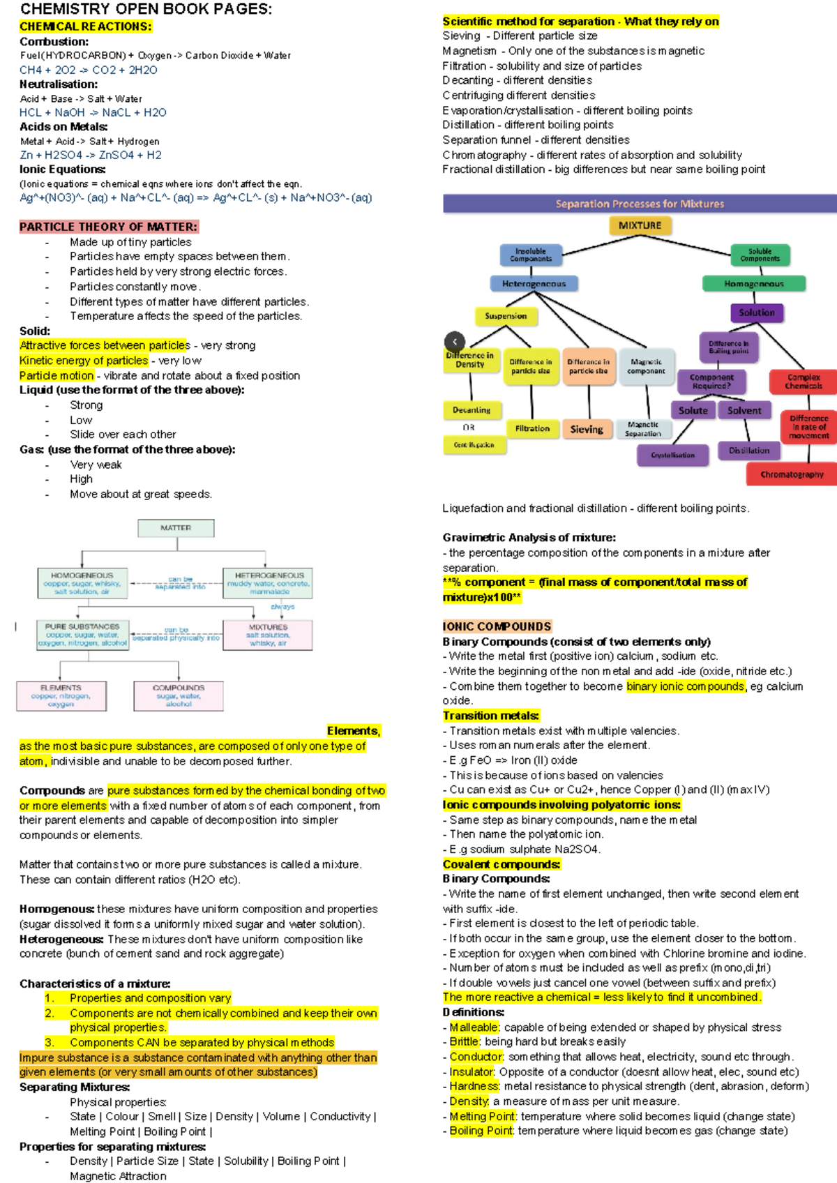 Chemistry Open Book Guide: Reactions, Properties, and Bonding Concepts ...