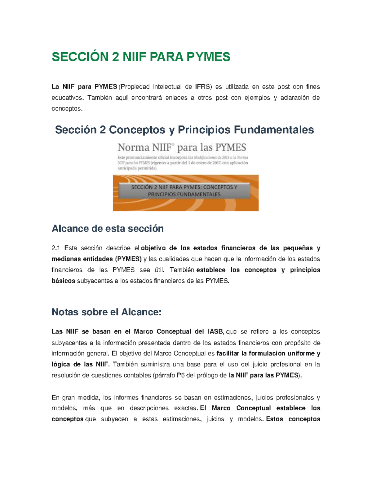Sección 2 NIIF PARA Pymes - SECCIÓN 2 NIIF PARA PYMES La NIIF para ...