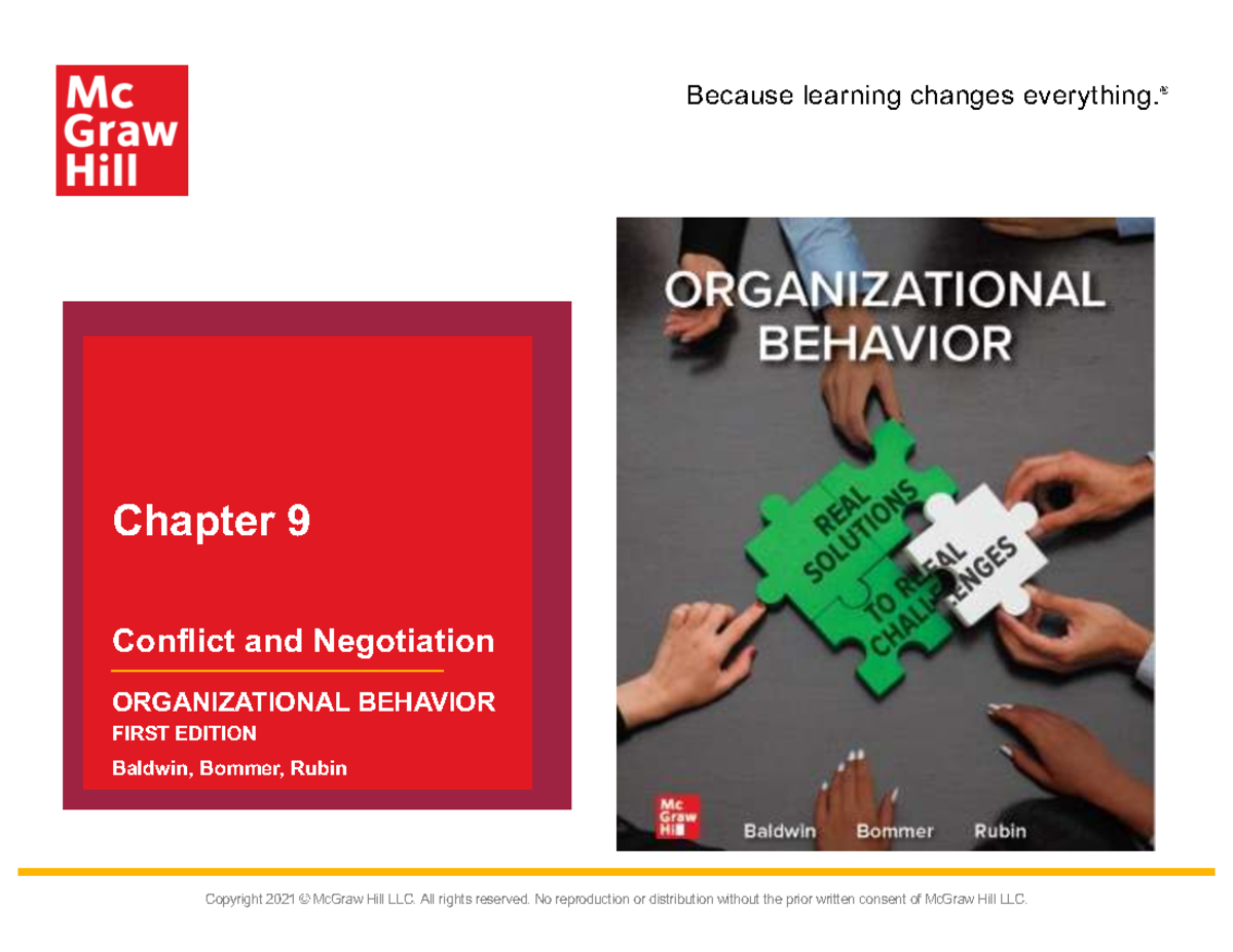 Chapter 9: Conflict and Negotiation in Organizational Behavior - Studocu
