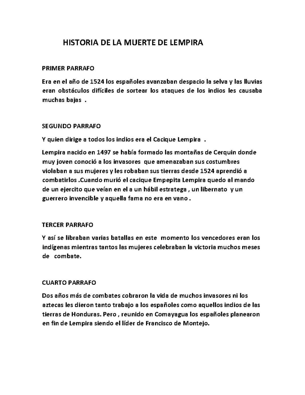 Historia de la Muerte de Lempira - Estudio sobre el Cacique Lempira ...