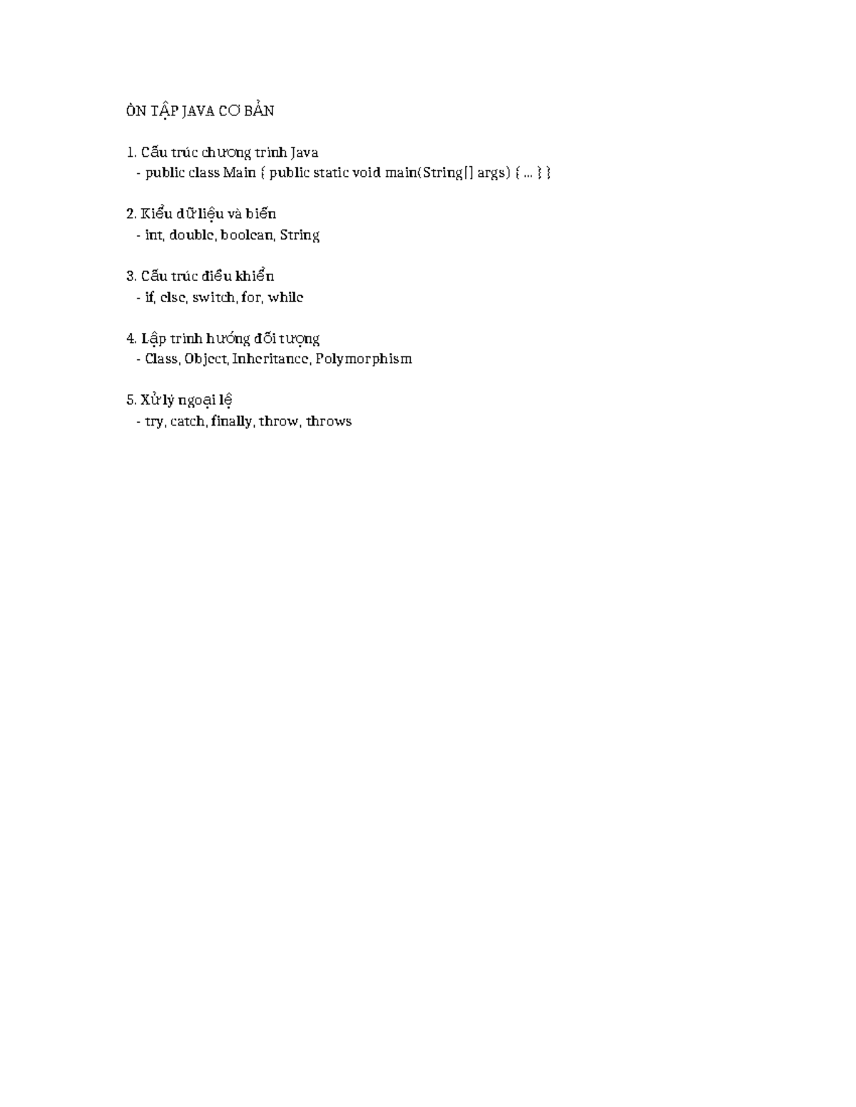 On Tap Java Co Ban - Bai Tap - Công nghệ Java - ÔN T ẬP JAVA C Ơ B ẢN C ...