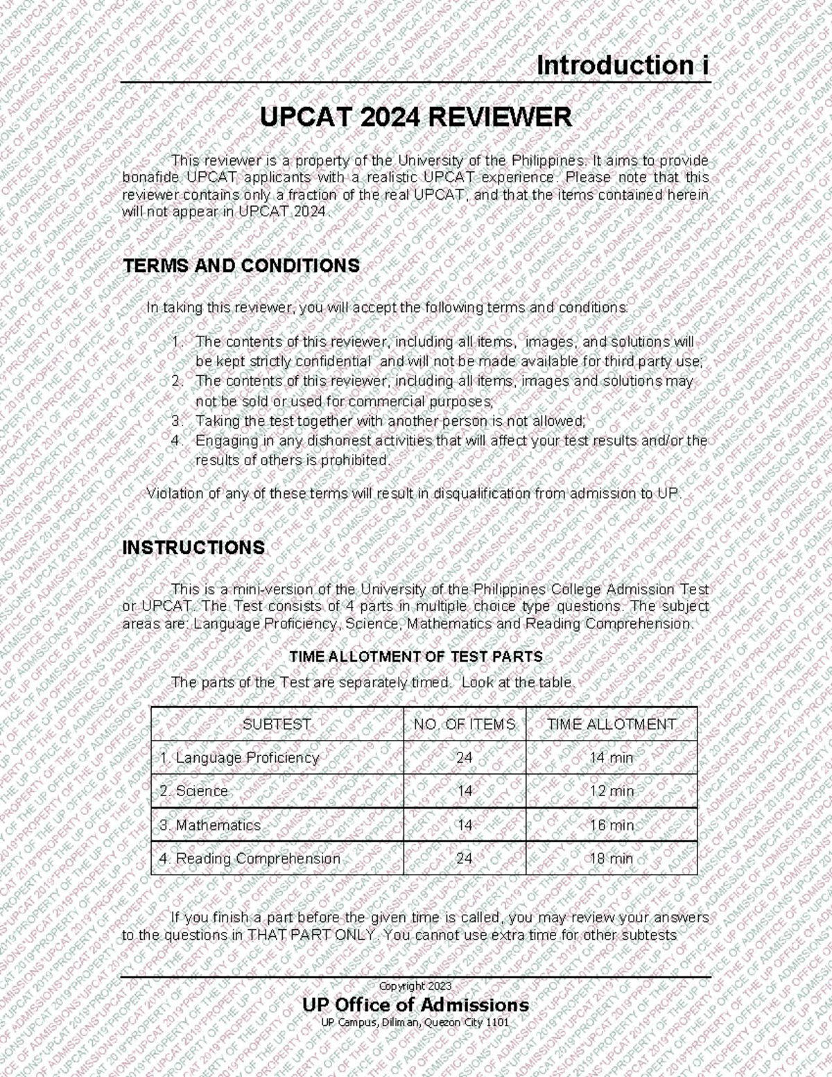 Official UPCAT 2024 Reviewer from UP Diliman - Studocu