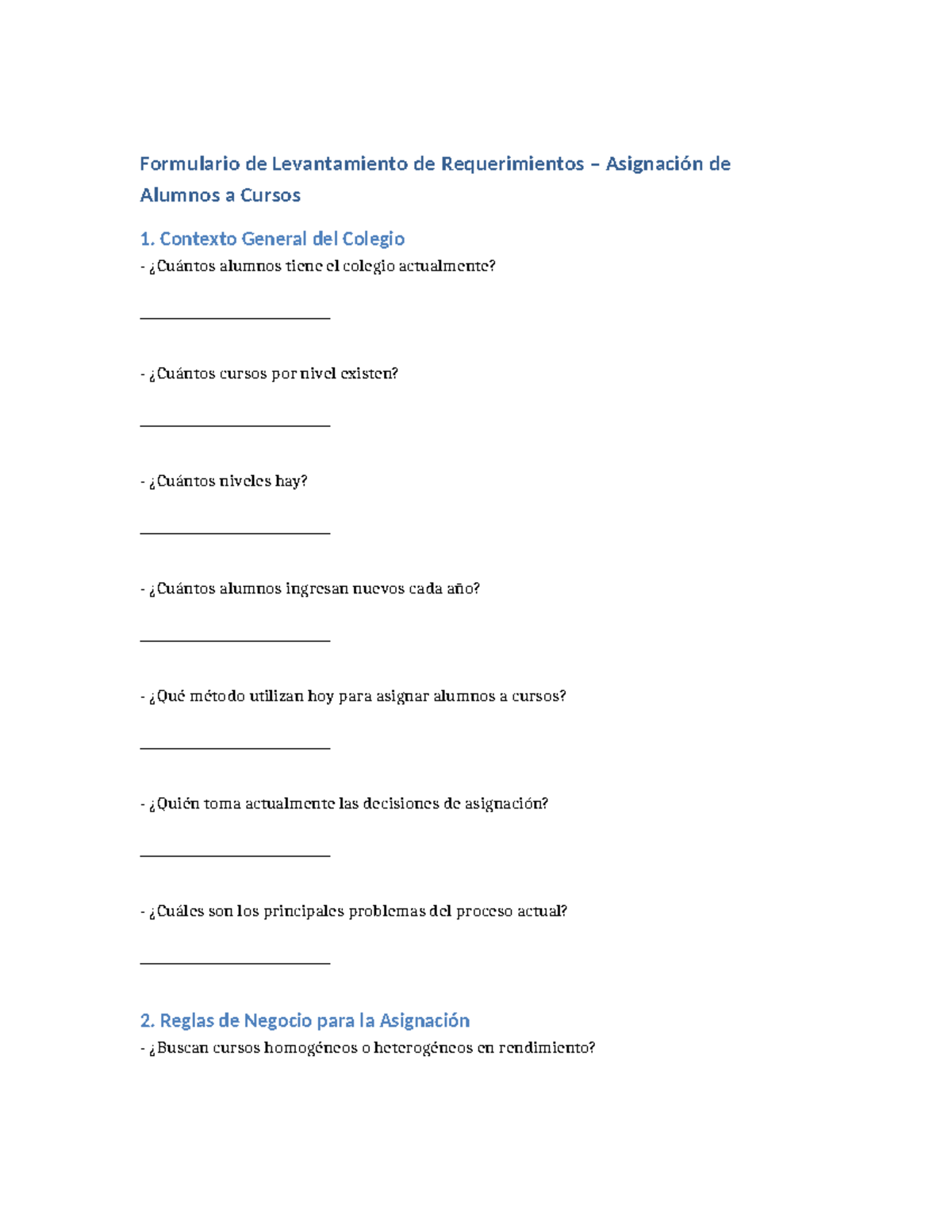 Formulario de Asignación de Alumnos a Cursos: Requerimientos y Proceso ...