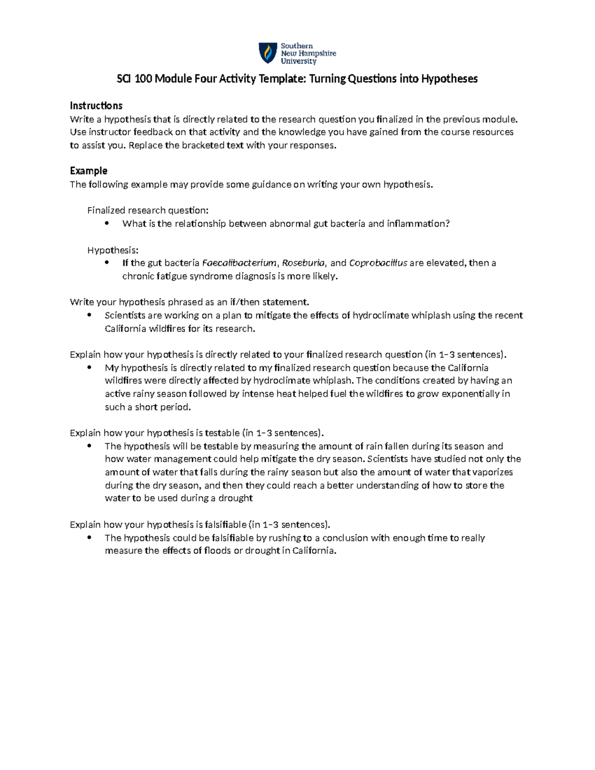 SCI 100 Module Four Activity Template completed - SCI 100 Module Four ...