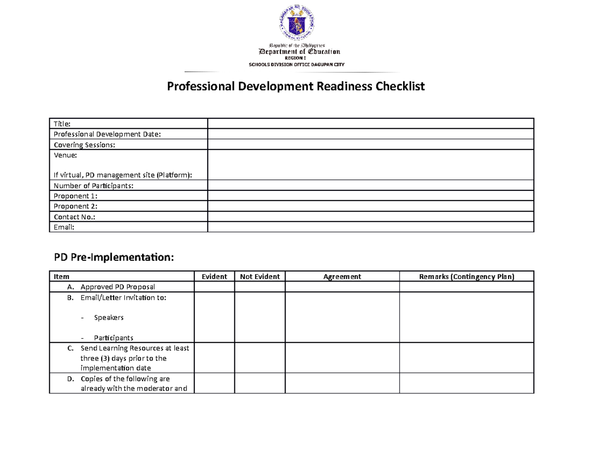 Training-Checklist-1 - Professional Development Readiness Checklist ...