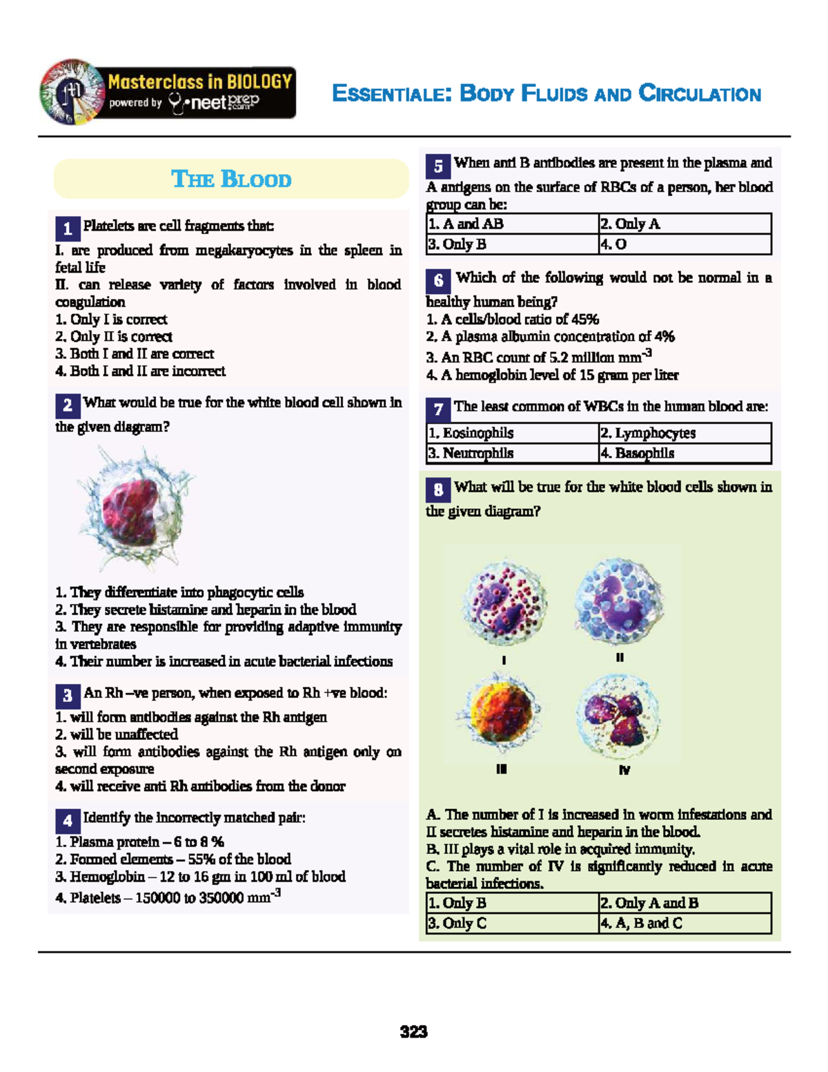 Masterclass in BIOLOGY (MC) - BODY FLUIDS & CIRCULATION Study Guide ...