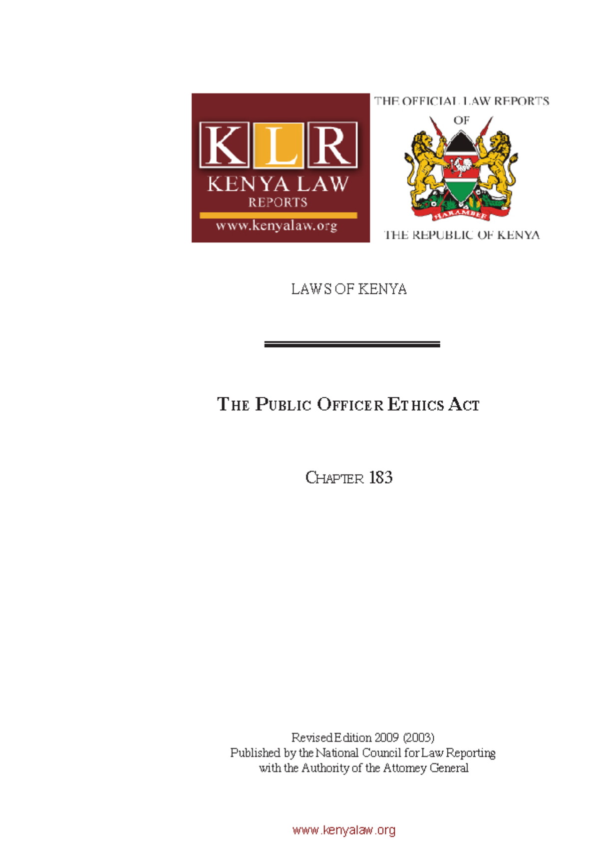 offences in kenyan law - LAWS OF KENYA The Public Officer eThics AcT ...