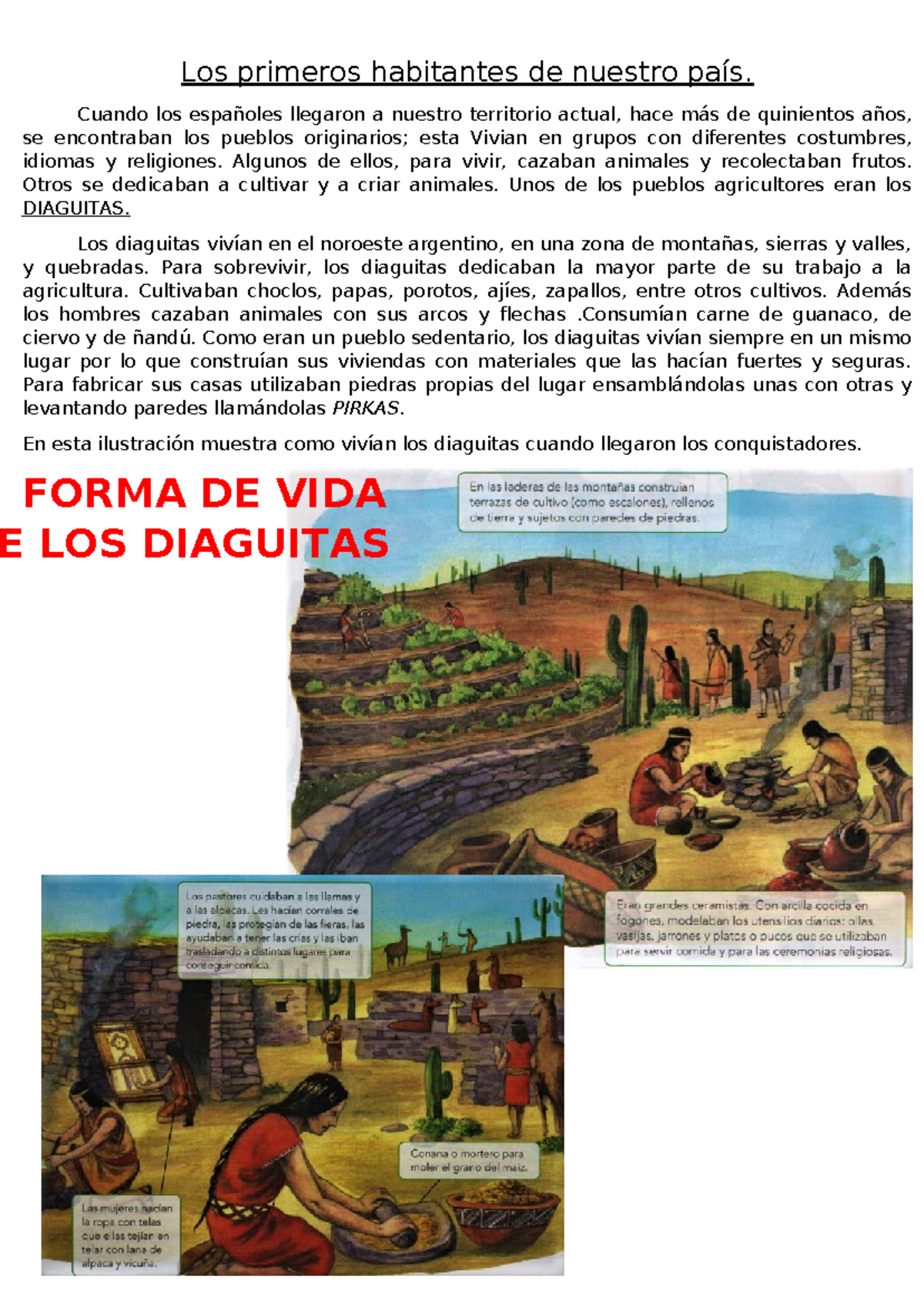 Pueblos Originarios: Los Diaguitas y su Forma de Vida - 3º - Studocu