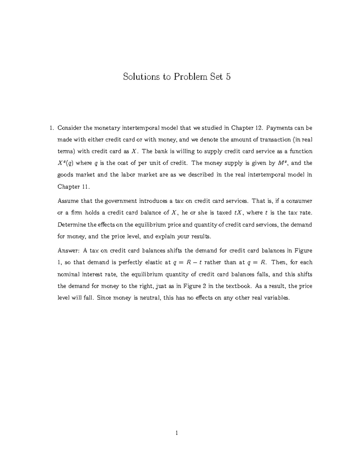 PS5 Sol - Problem Set 5 Solutions with Detailed Explanations - Studocu