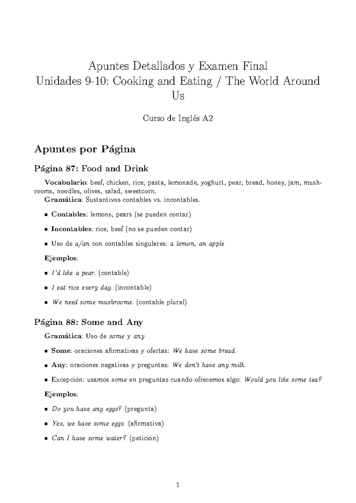 Apuntes de Vocabulario y Comparativos - Examen Final A2 - Studocu