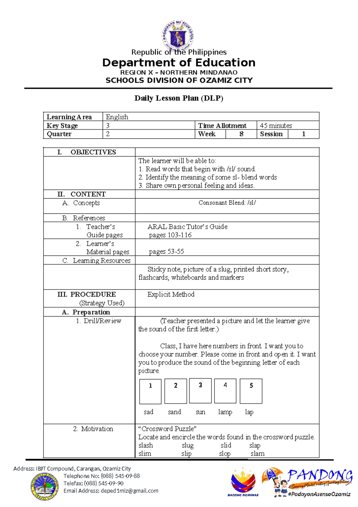 DLP-ENG3-Q1: Daily Lesson Plan on Consonant Blends - Studocu