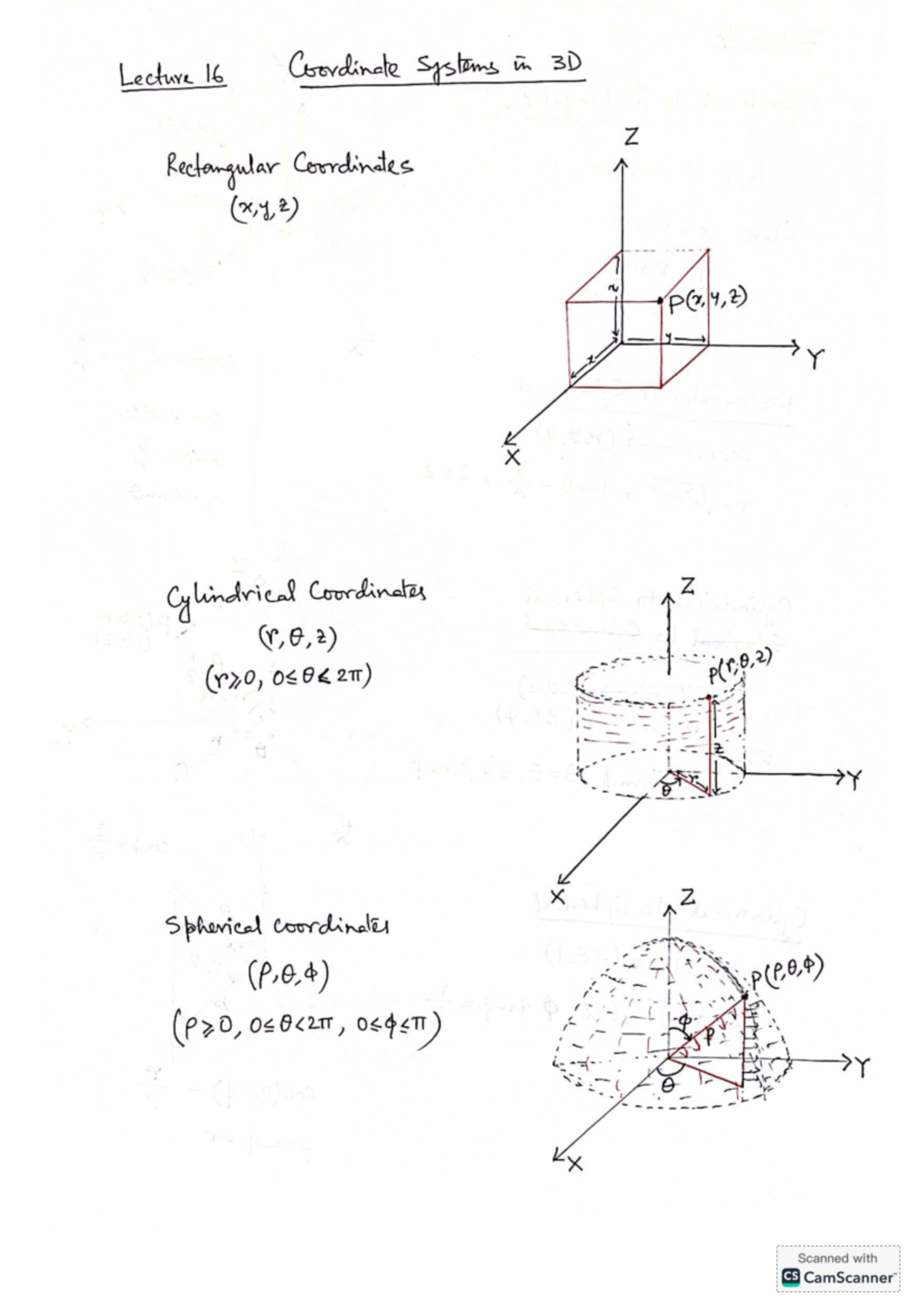 Lecture 16: Coordinate Systems in 3D - Rectangular, Cylindrical, and ...