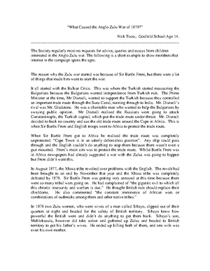 [Solved] Grade 10 essay for shaka zulu - History essay - Studocu