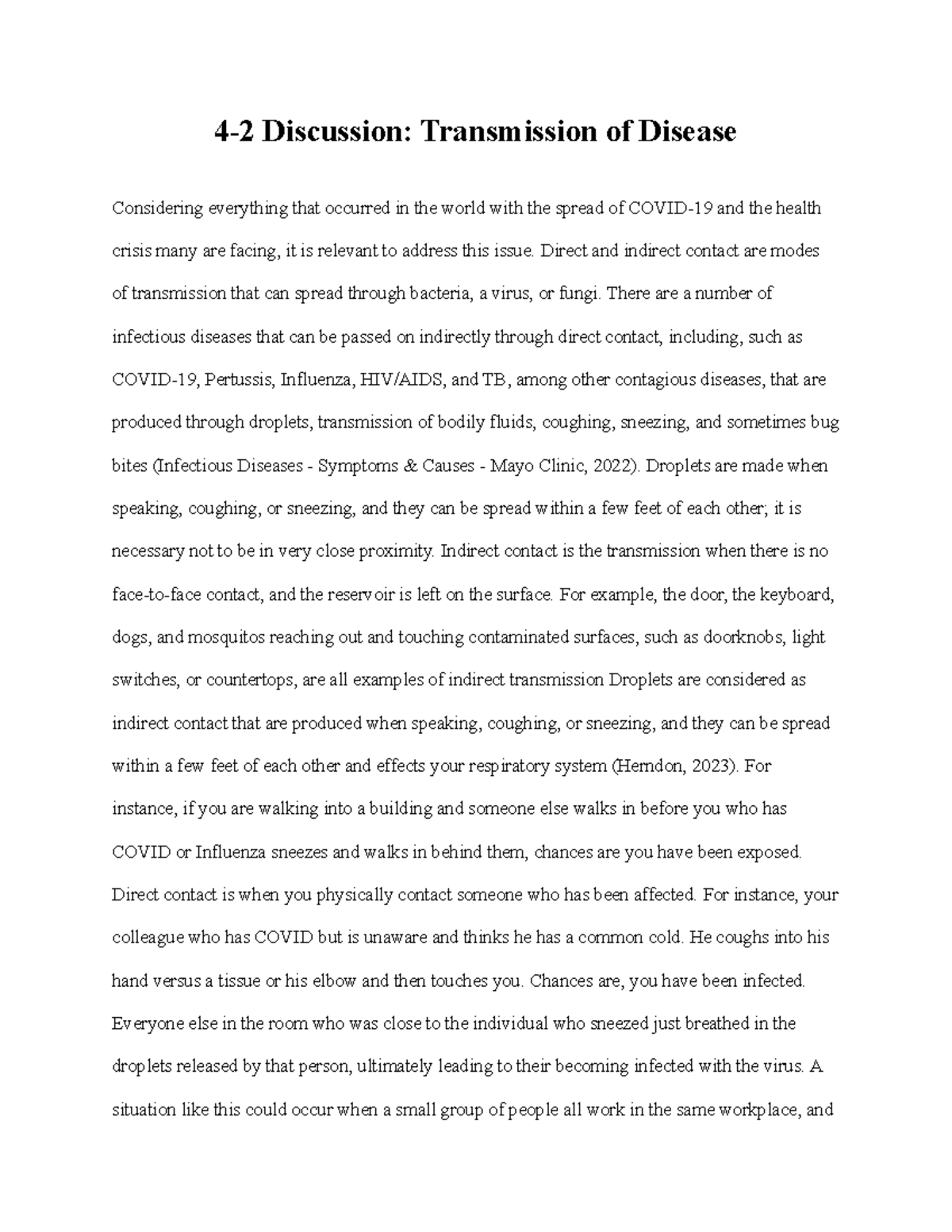 CHE 220 4-2 Discussion: Understanding Disease Transmission Mechanisms ...