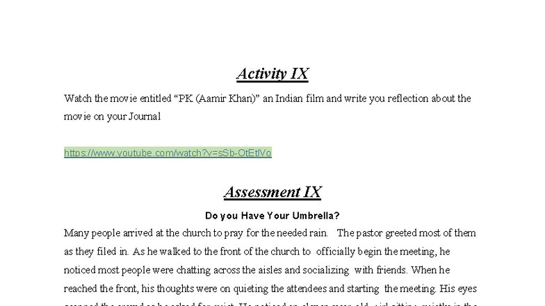 Activity IX Reflection on "Aamir" - Journal Assessment #9 UTS - Studocu