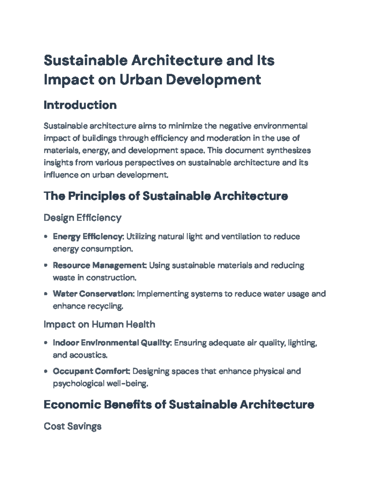 Sustainable Architecture: Principles and Urban Development Impact ...