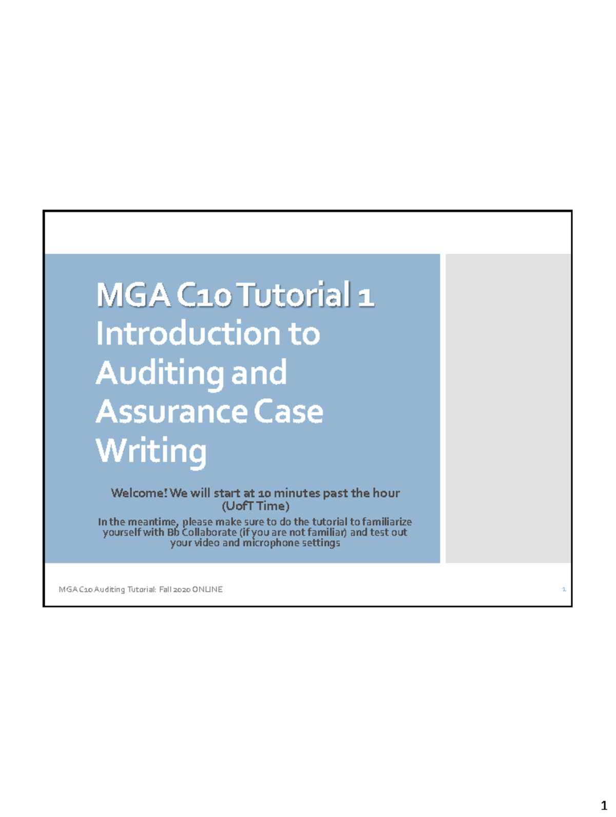 MGA C10 Tutorial 1 Slides (1 per page) - MGA C10 Tutorial 1 ...