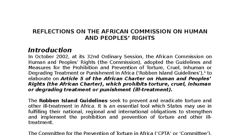 Reflections on the African Commission on Human Rights: CPTA Insights ...