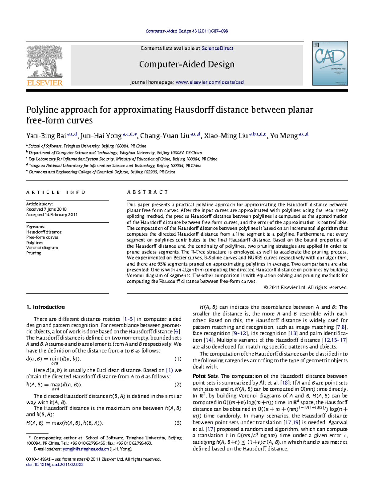 Polyline Approach for Hausdorff Distance Approximation in Design 43 ...