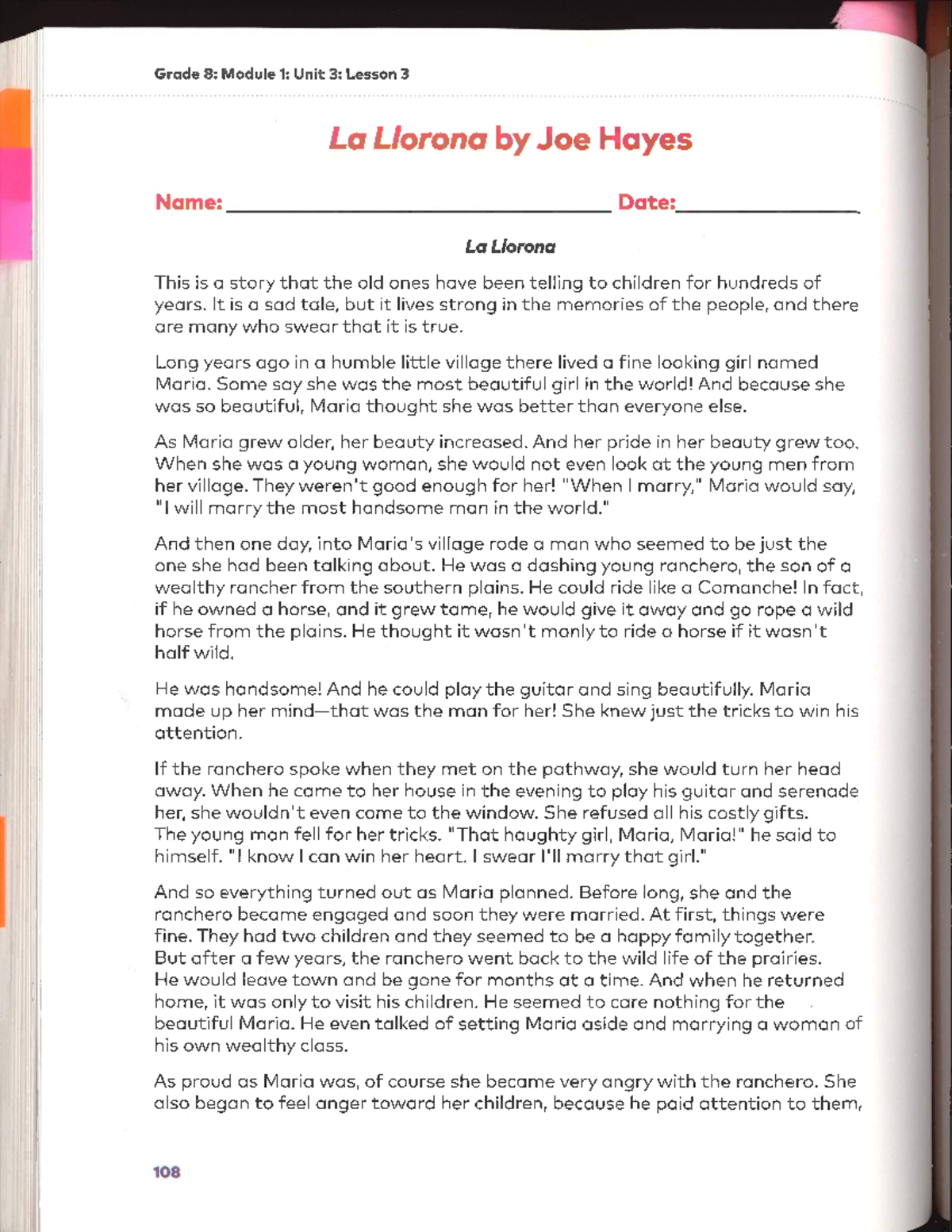 La Llorona: A Study of Maria's Tale in TSOM (Lesson 3) - Studocu