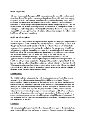 Assignment 4.1 Learning aim A - Unit 4: Laboratory Techniques and their applications Learning ...