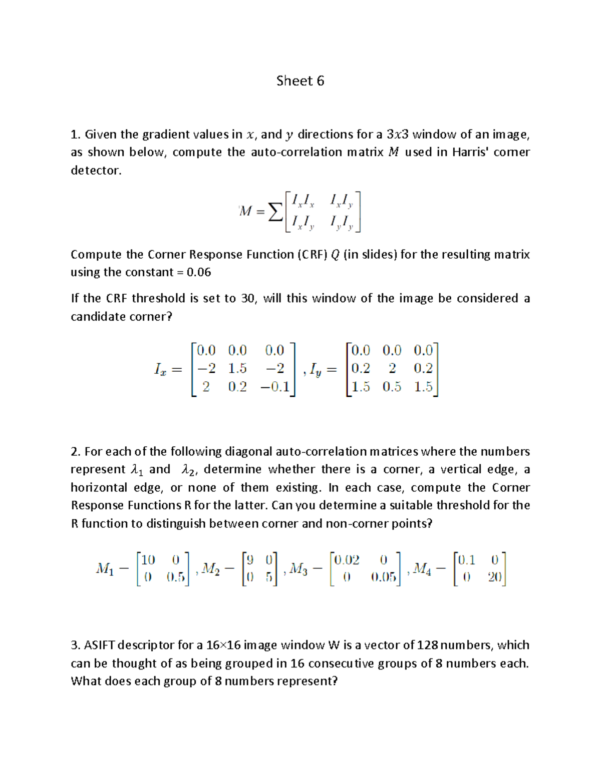 Assignment 5 - assigment - Sheet 6 Given the gradient values in 𝑥, and ...