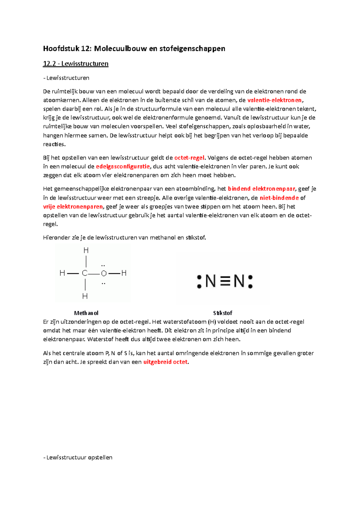Scheikunde HS 12: Molecuulbouw, Lewisstructuren & Stofeigenschappen ...