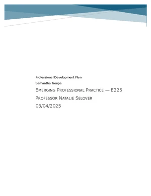 E225 Professional Development Plan: 5-Year Goal Framework for Nursing ...