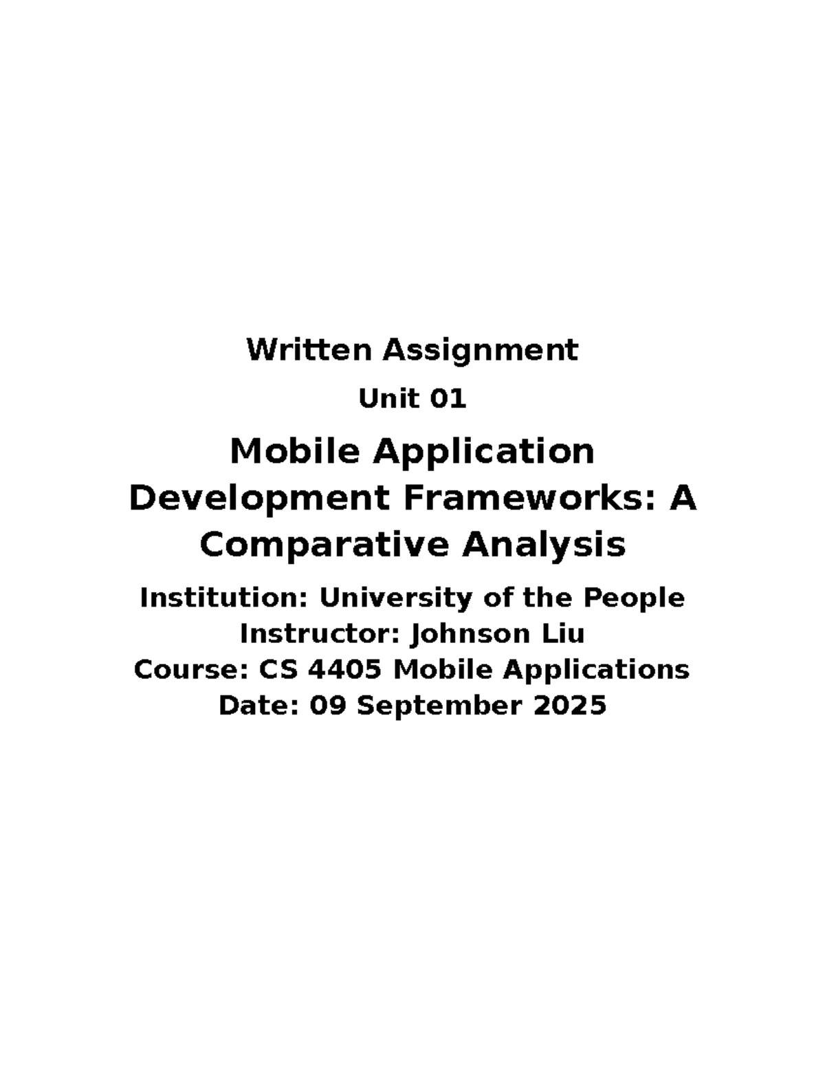 CS 4405 Written Assignment: Comparative Analysis of Mobile App ...