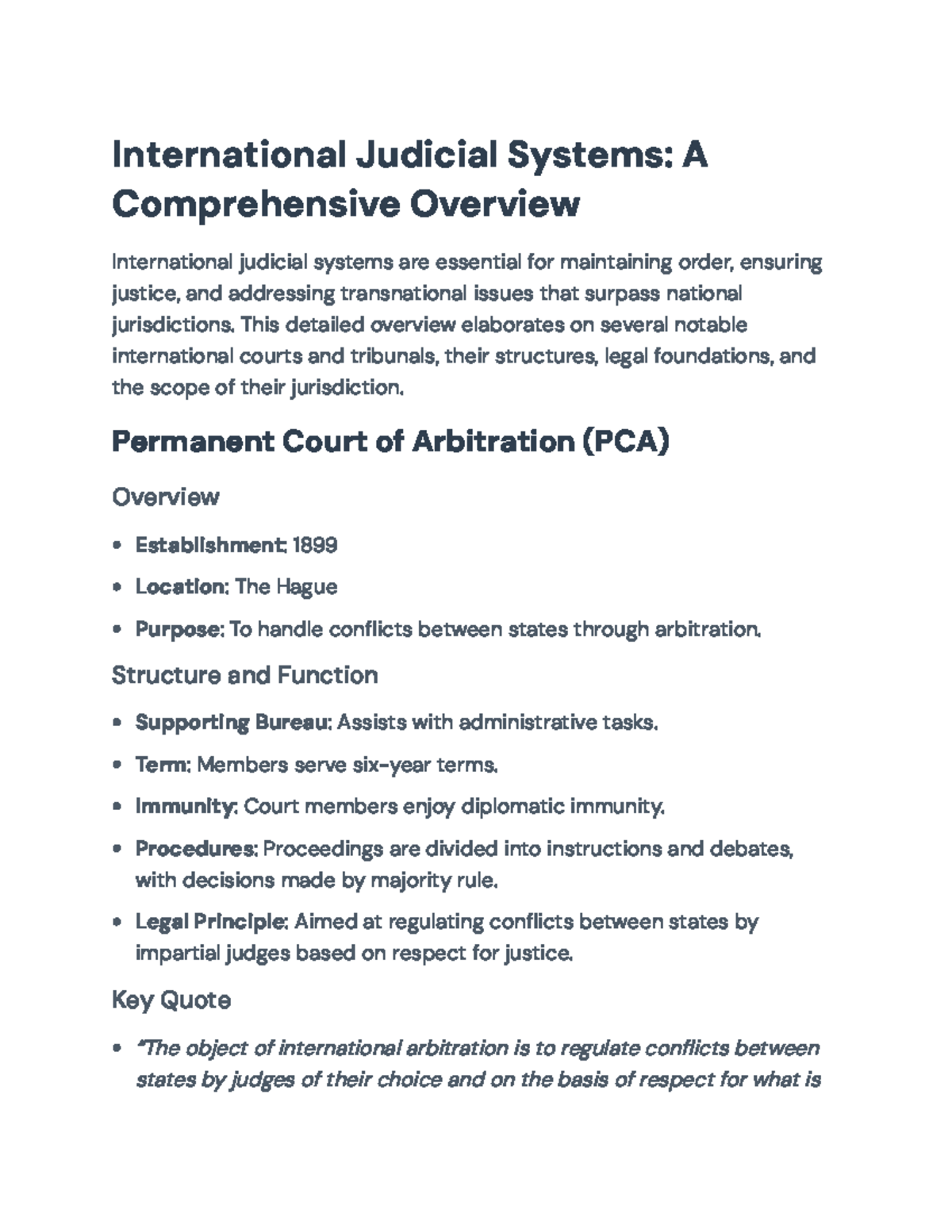 International Judicial Systems: Overview of Global Courts and Tribunals ...