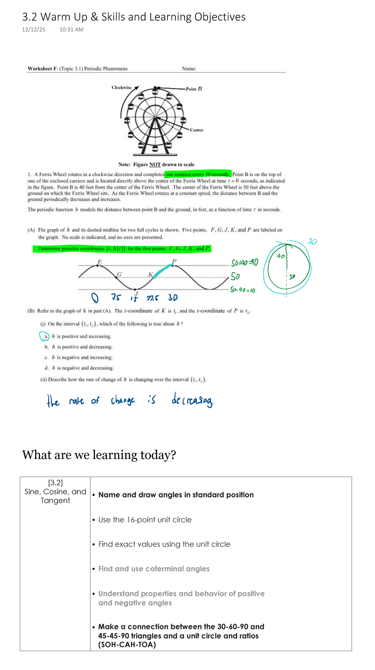 3.2 Warm Up & Skills and Learning Objectives - What are we learning ...
