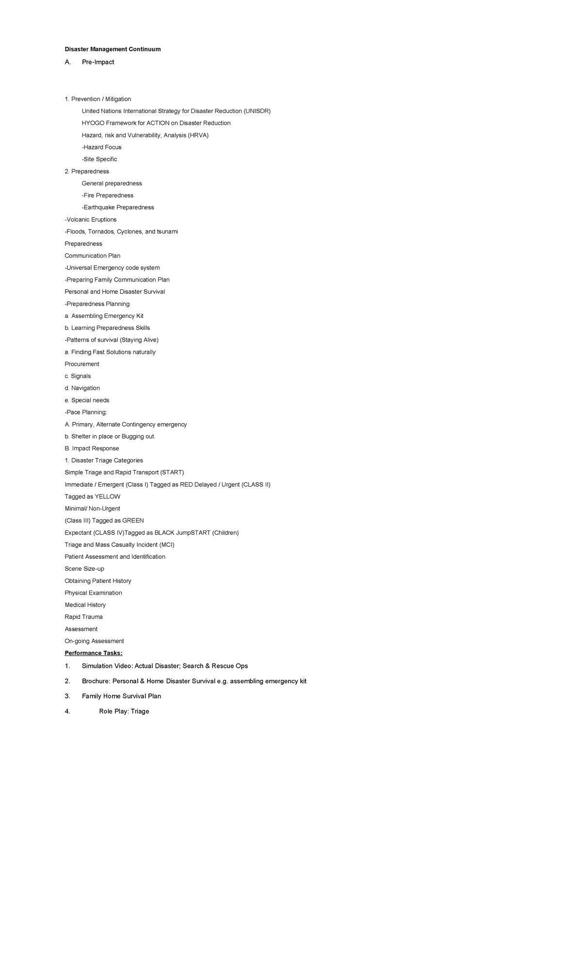 Disaster Management Continuum: Midterm Topics Overview - Studocu