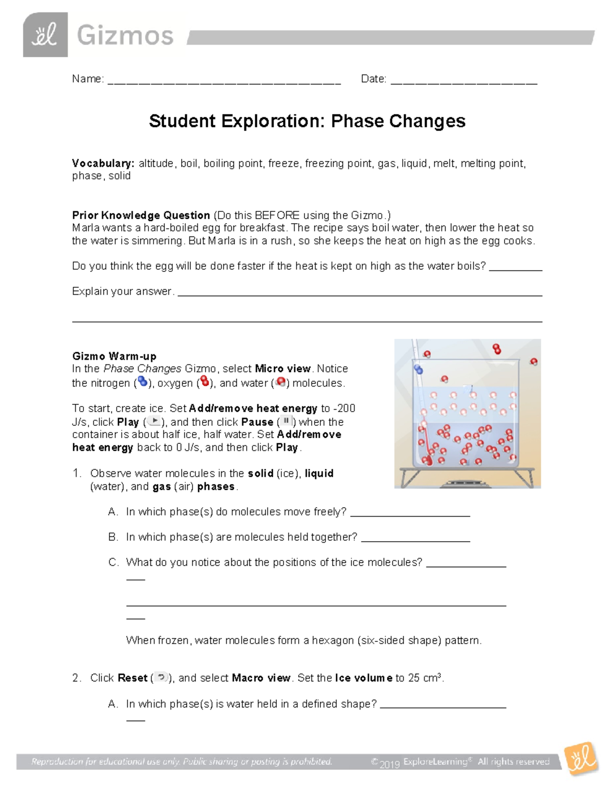 Phase Changes SE: Exploring Vocabulary and Concepts - Studocu