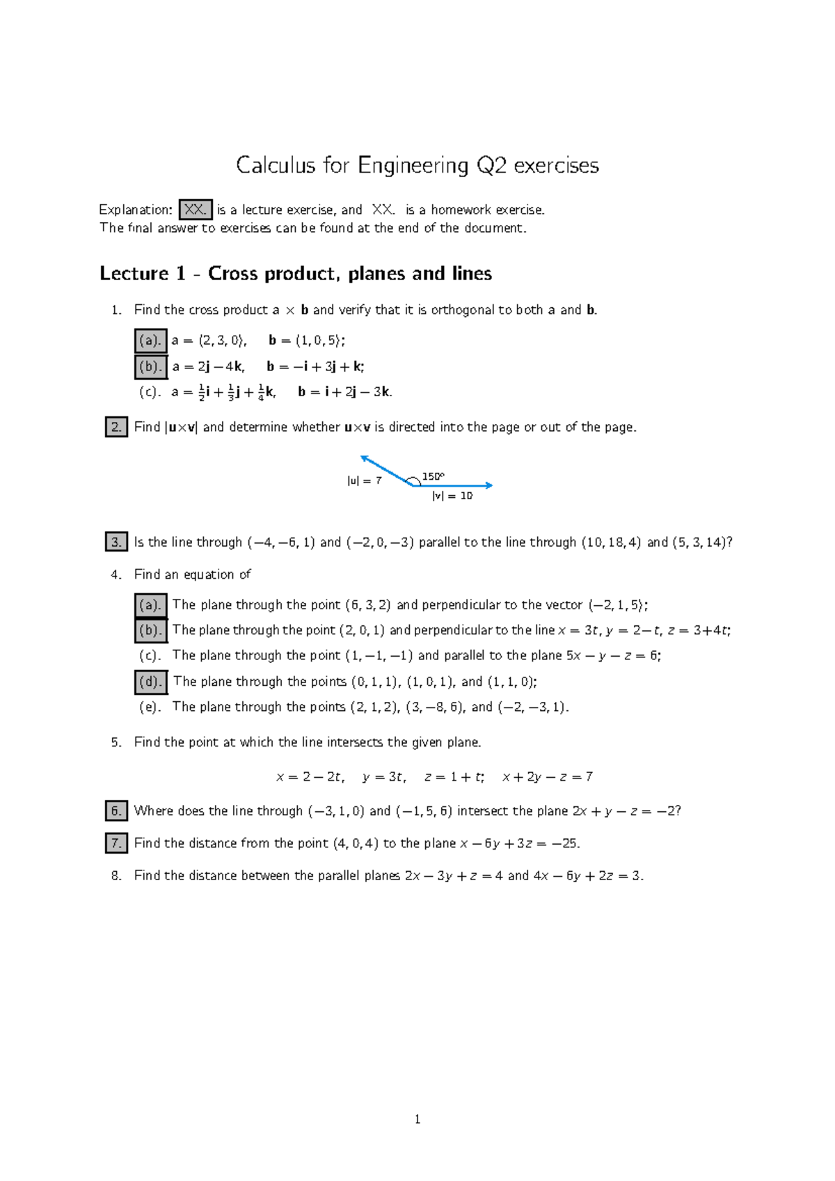 Calculus for Engineering Q2 Lecture Exercises & Solutions - Studeersnel