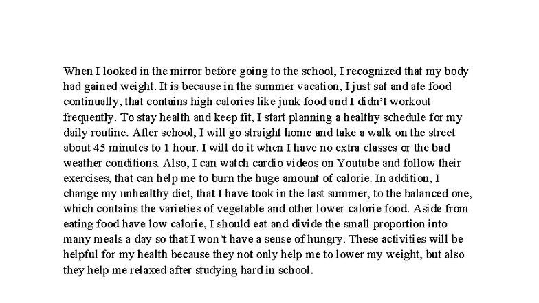 Healthy Lifestyle Plan: Weight Management Strategies - Studocu