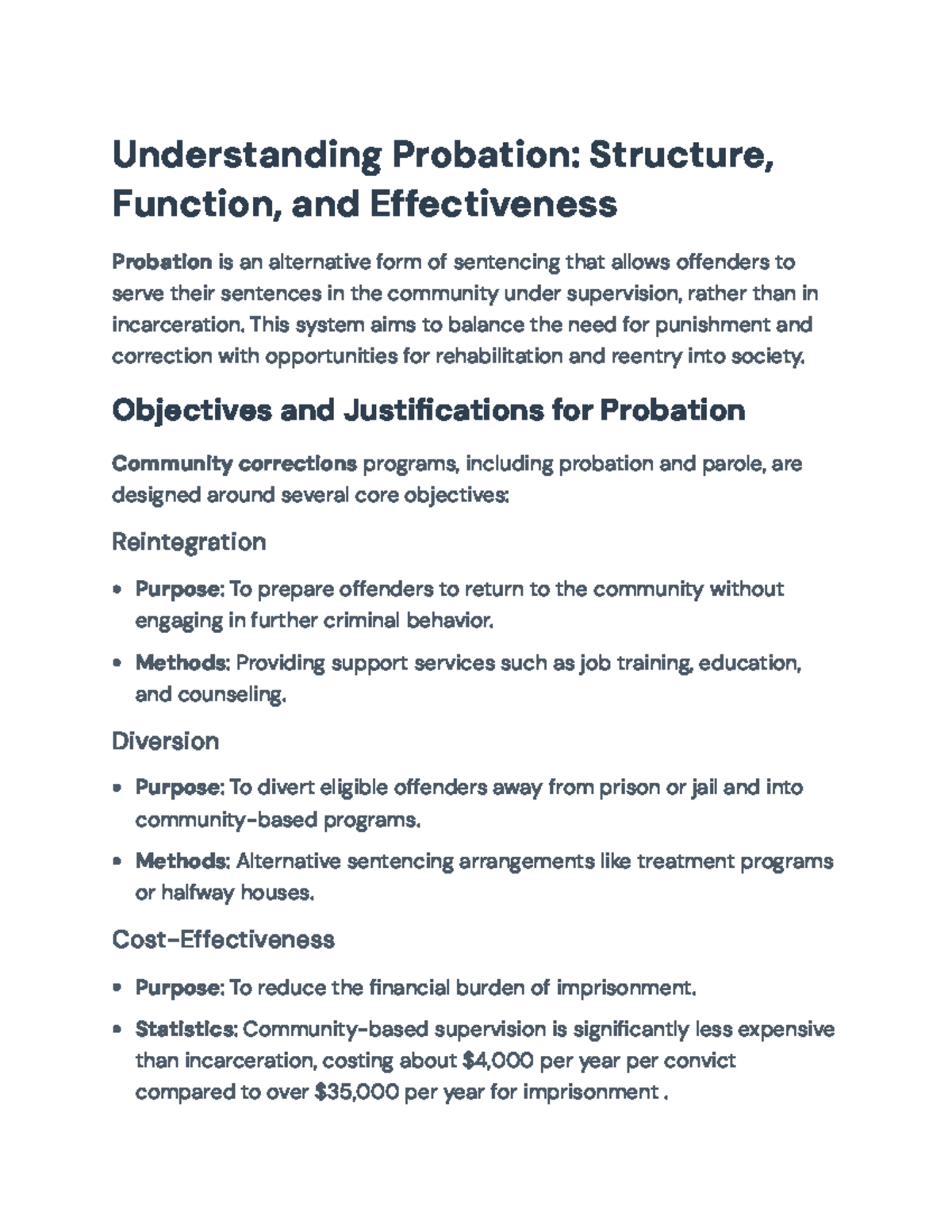 Understanding Probation: Structure, Function, and Effectiveness ...