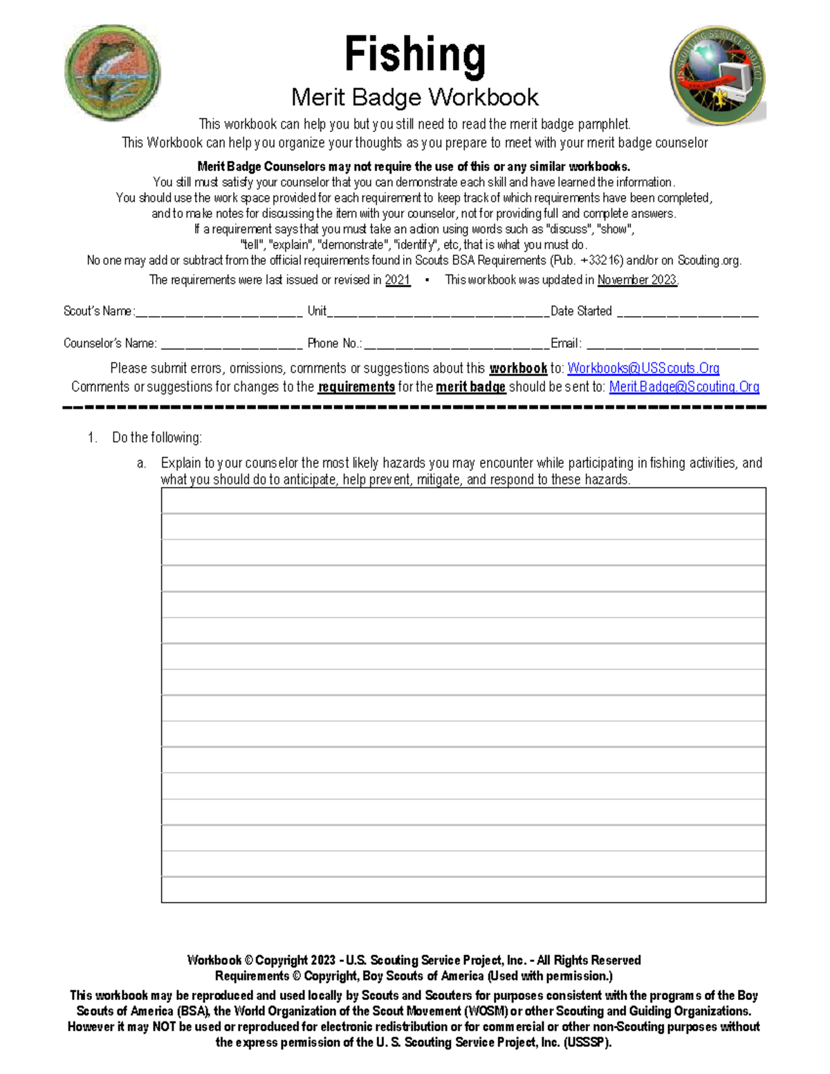 Fishing Merit Badge Workbook (Updated Nov 2023) - Studocu