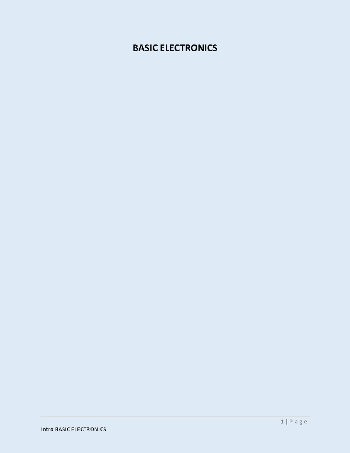 Basic Electronics - LECTURE NOTES (CS101) - Studocu