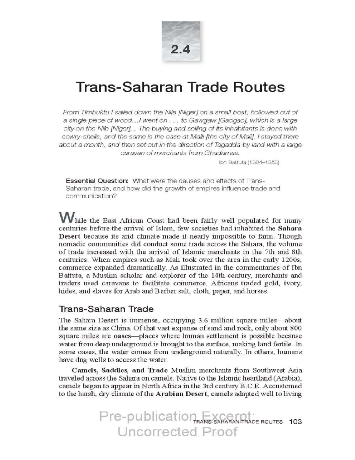 Trade Routes and Empires: The Impact of Saharan Commerce on Mali and ...
