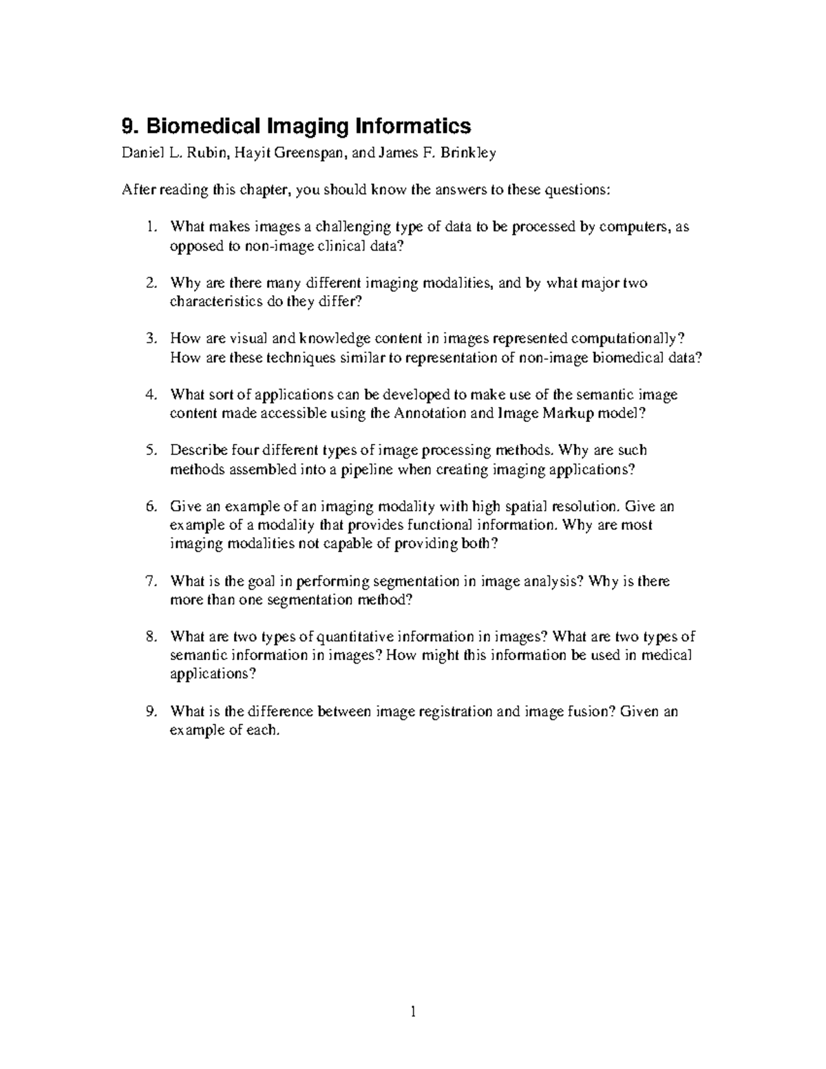 Chapter 9: Biomedical Imaging Informatics Overview and Key Concepts ...