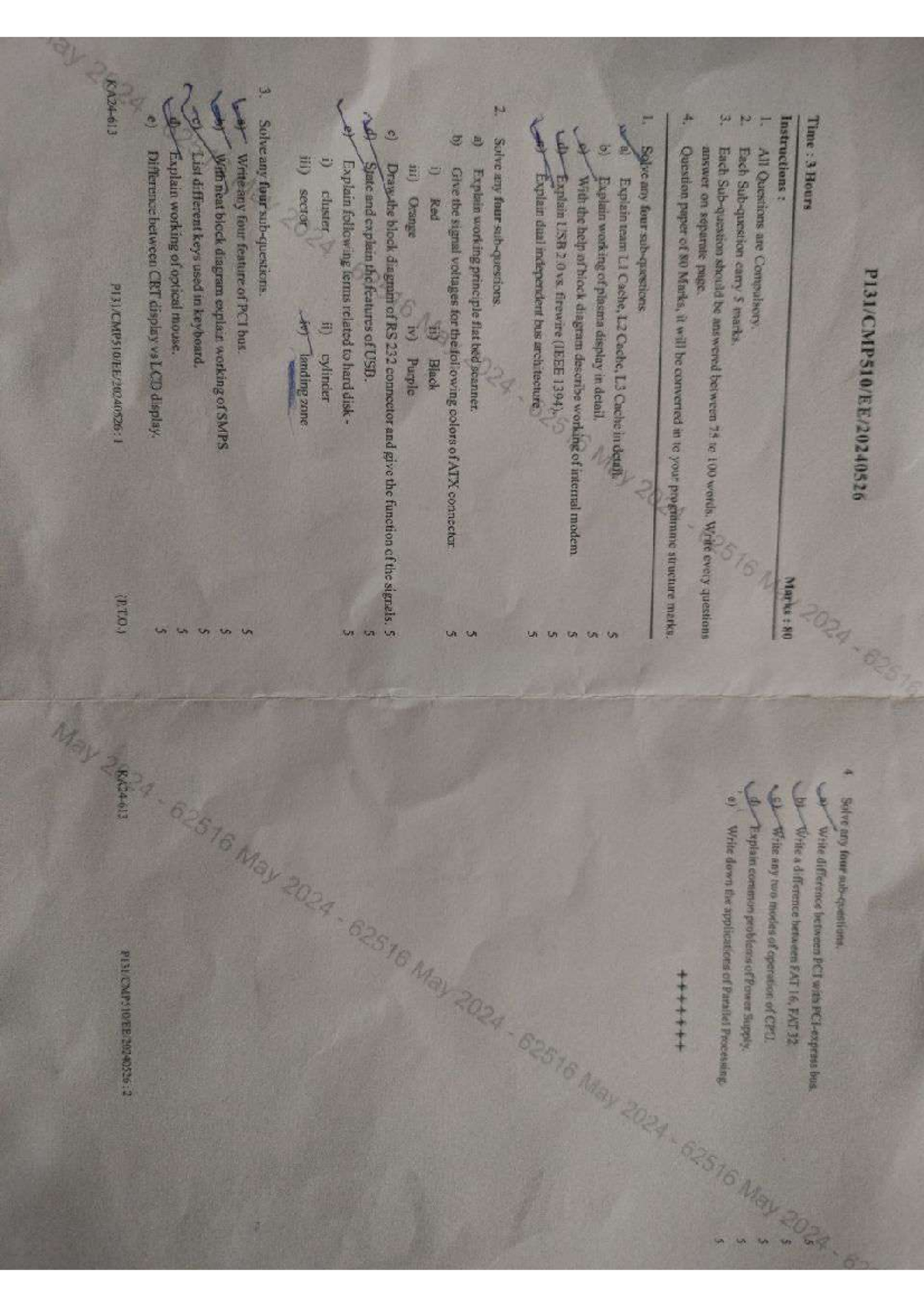 CS101 Final Exam Questions - Computer System Architecture May 2024 ...